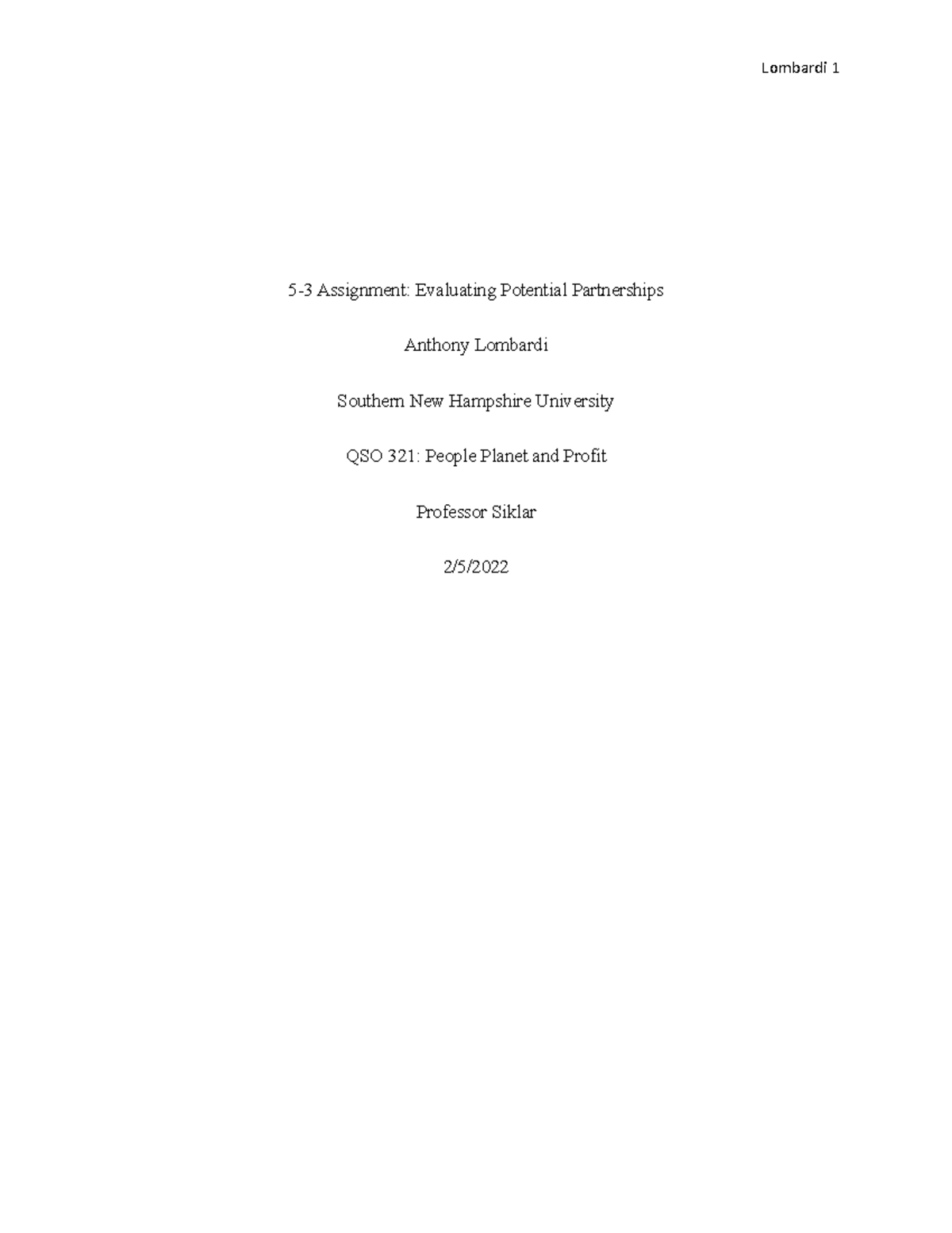 Module 5 Assignment - 5-3 Assignment: Evaluating Potential Partnerships ...