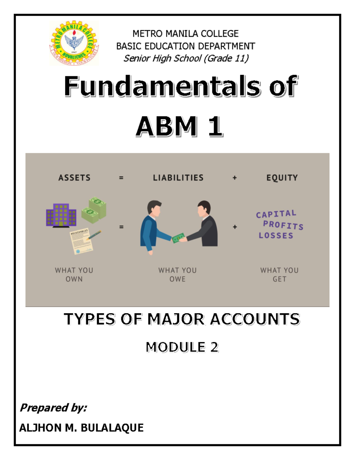 Fundamental OF ABM 1 Accounting Module 2 2 - METRO MANILA COLLEGE BASIC ...