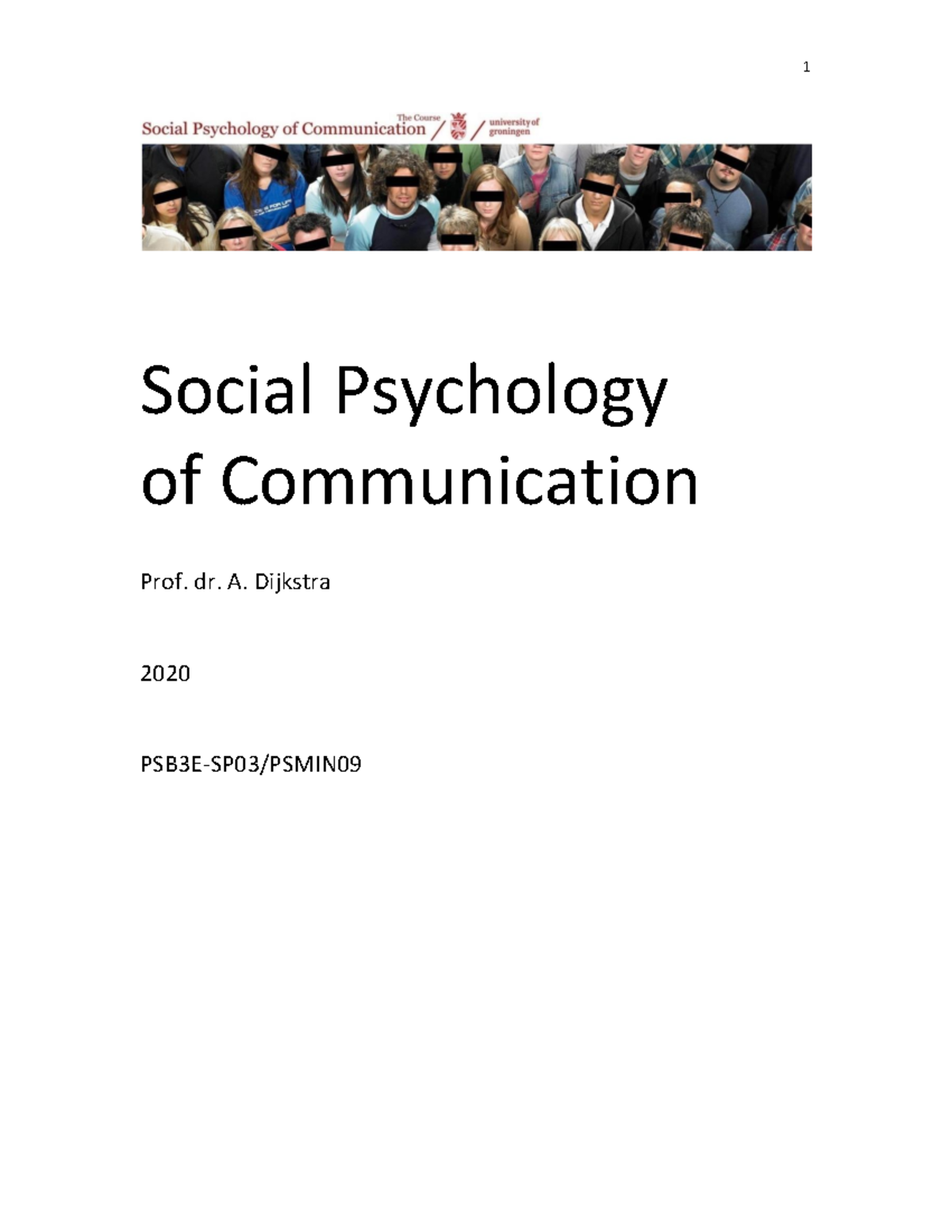 Course information SPOC 2020 v3 - Social Psychology of Communication ...
