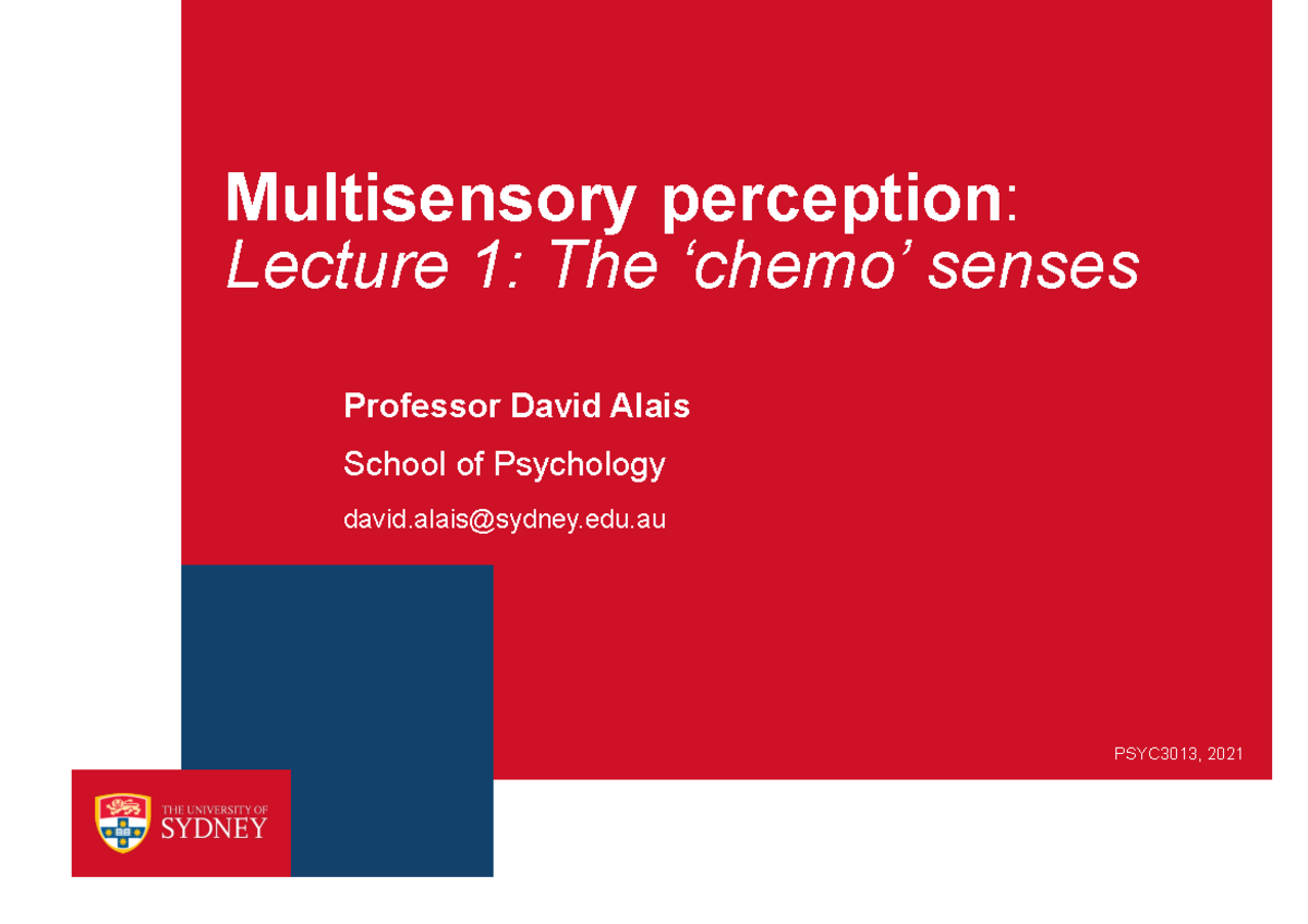DA Psyc3013 2021 Multisensory 1 - PSYC3013 - USyd - Studocu