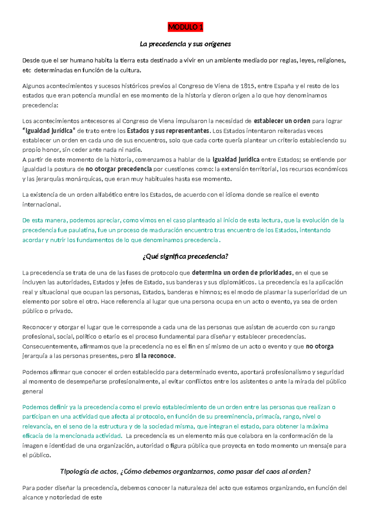 Precedencia (Mod 1234) - MODULO 1 La precedencia y sus orígenes Desde ...