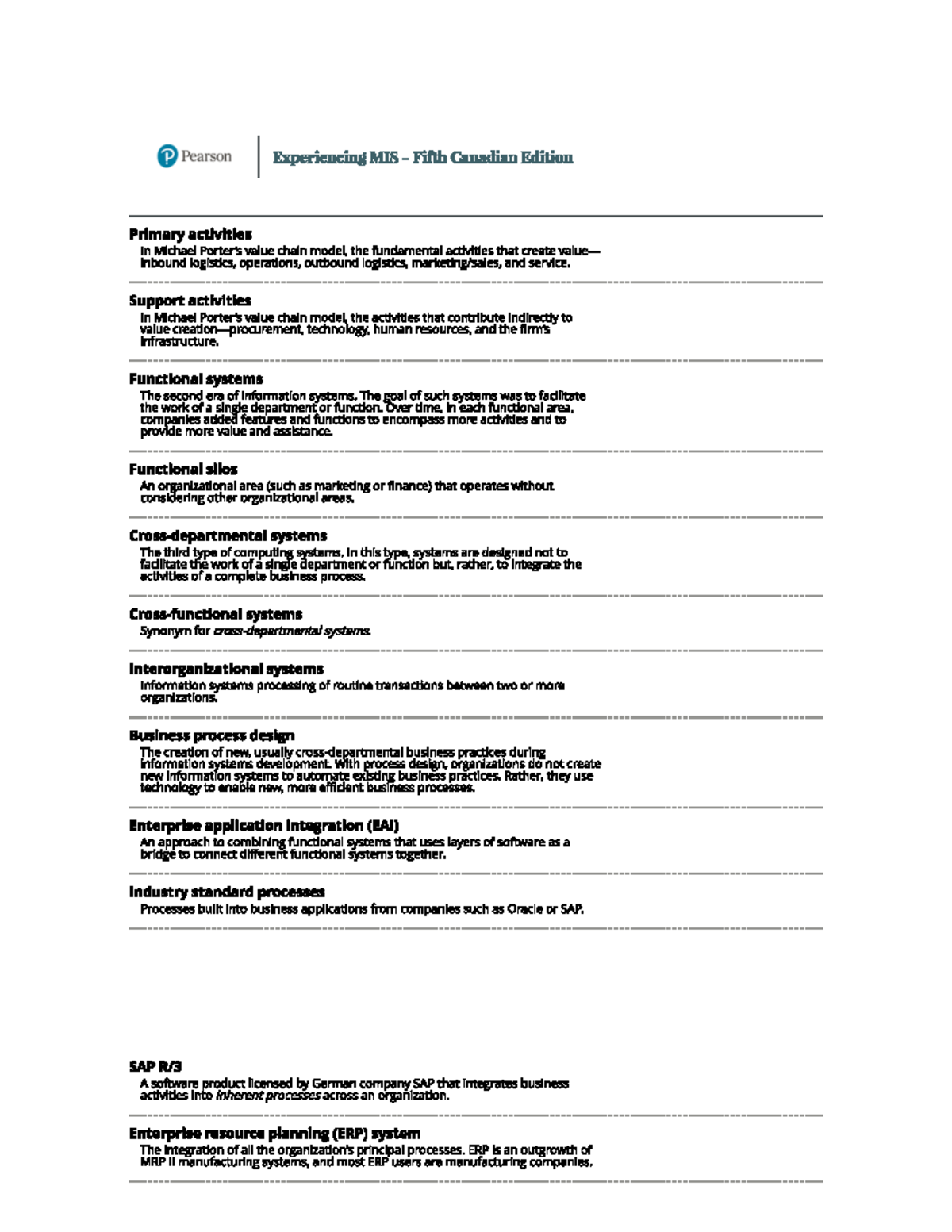 Pearson definitions - Cmis 351 - Studocu