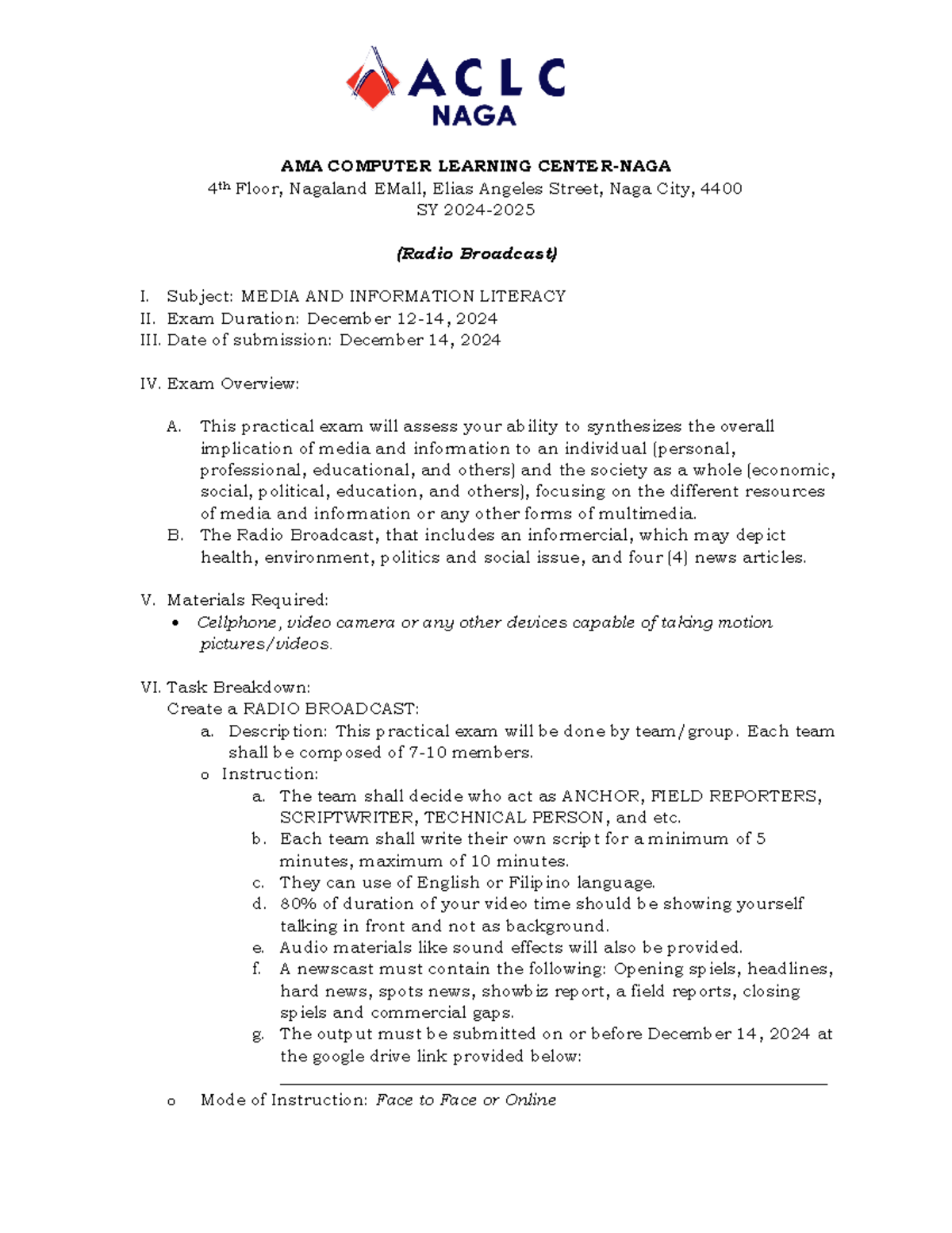 Final-EXAM - umay - AMA COMPUTER LEARNING CENTER-NAGA 4 th Floor ...