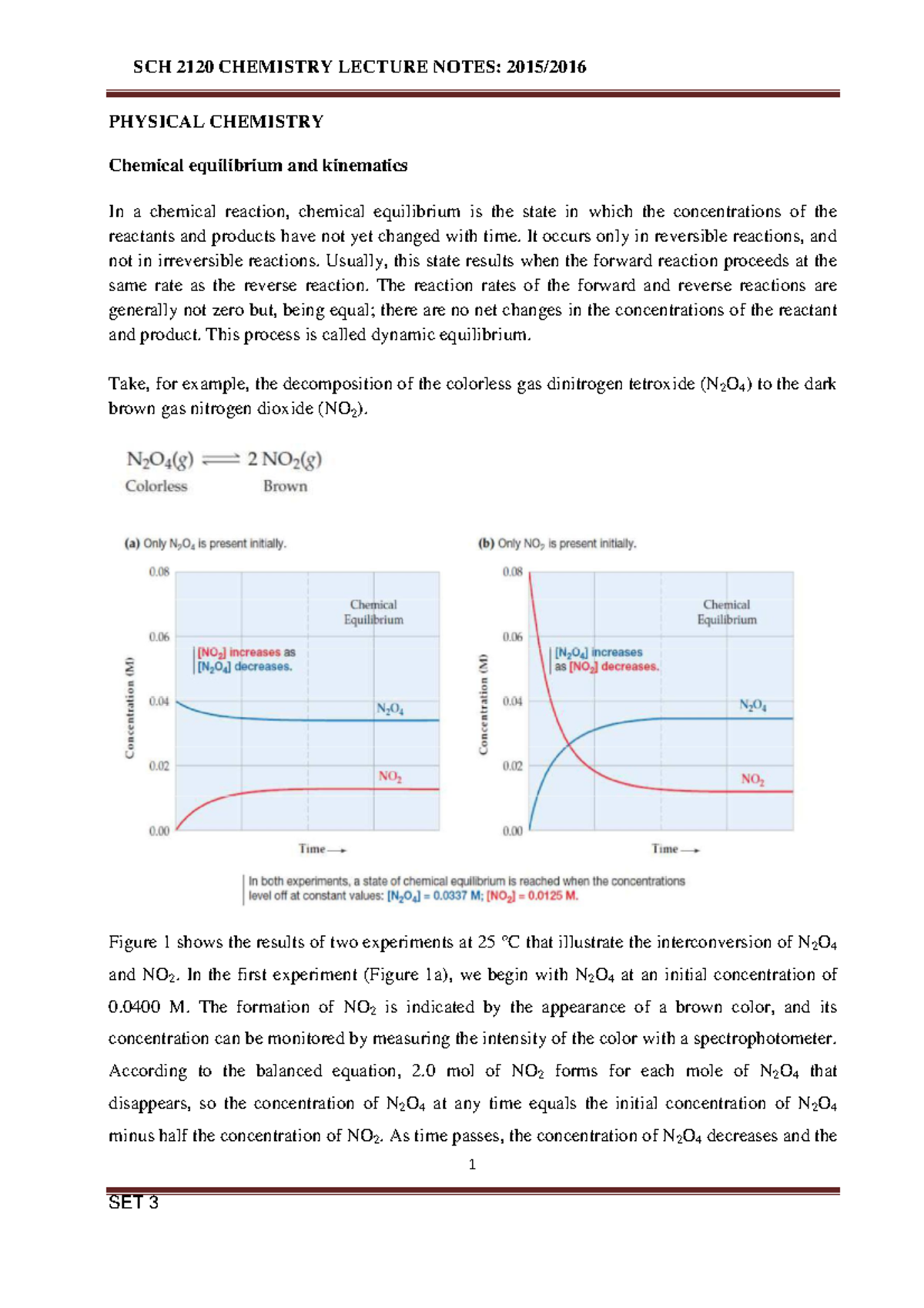 Chem 3 2120 - Notes - 1 PHYSICAL CHEMISTRY Chemical equilibrium and ...