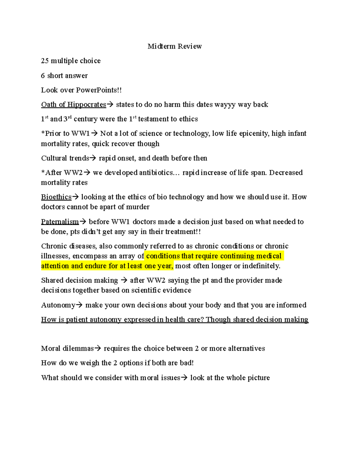 Ethics Midterm - Midterm Review 25 multiple choice 6 short answer Look ...