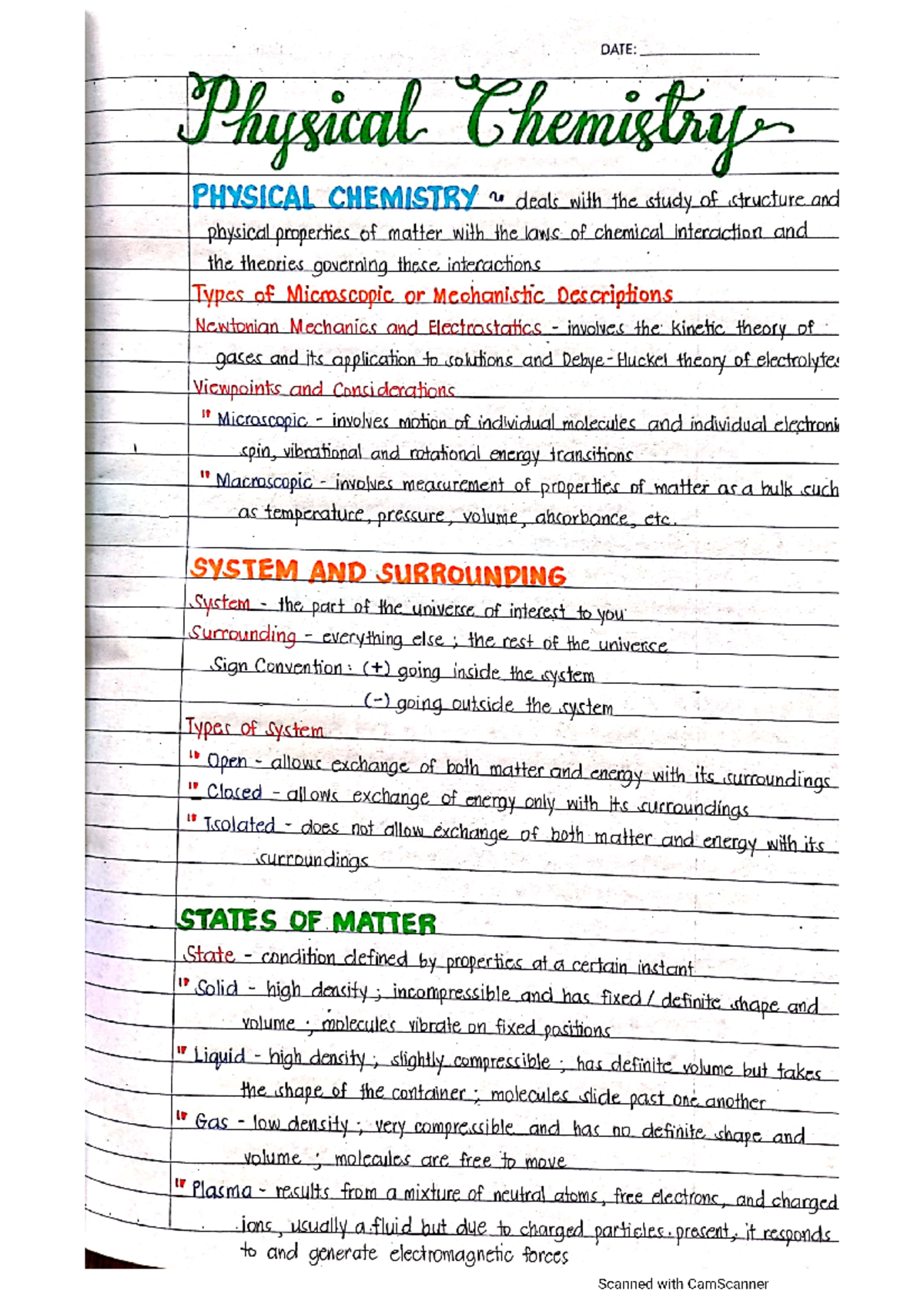 Physical Chemistry - lecture - DATE: Physical Chemistry PHYSICAL ...