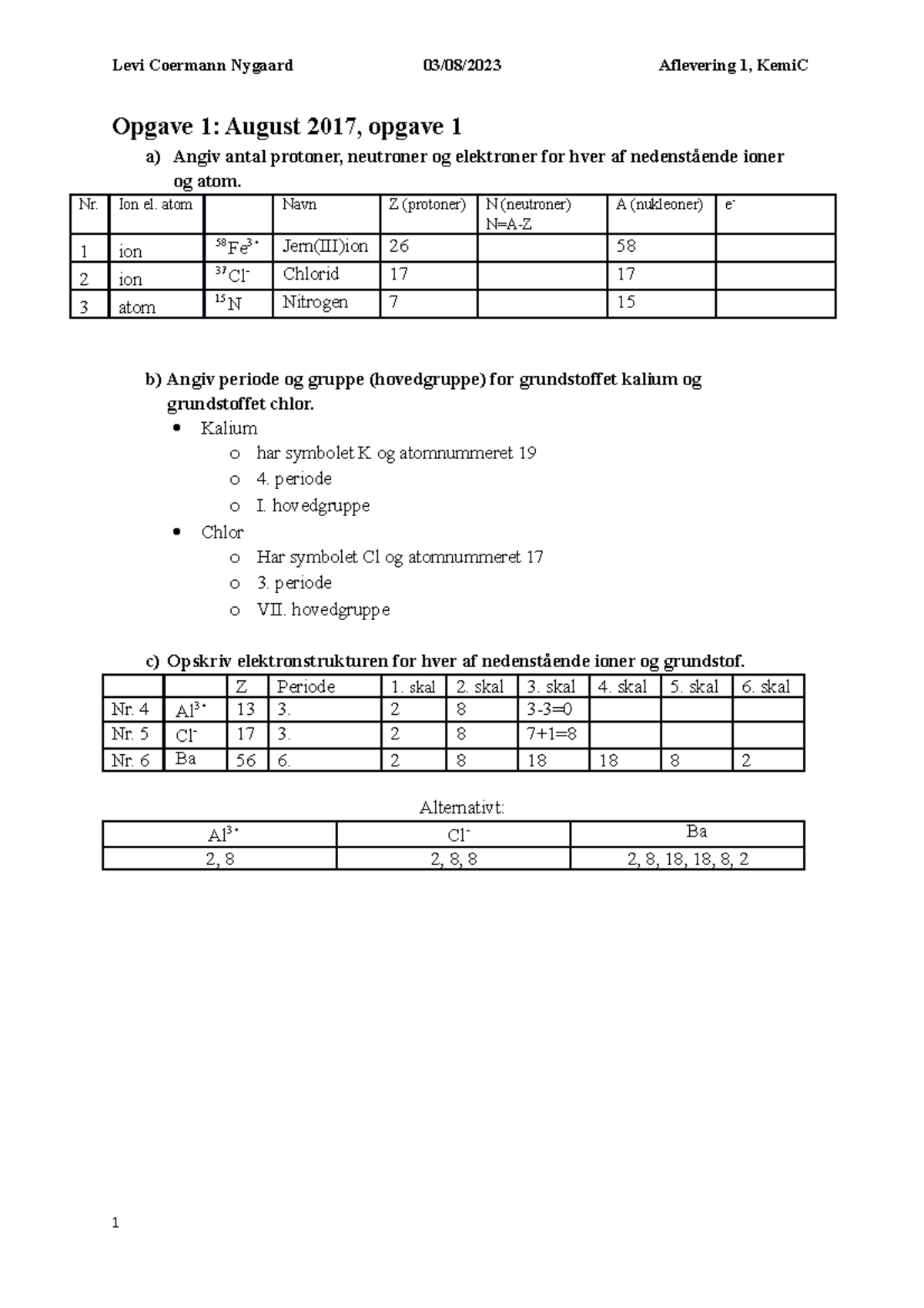 Aflevering 1 - Udregning af antal protoner, neutroner og elektroner for ...