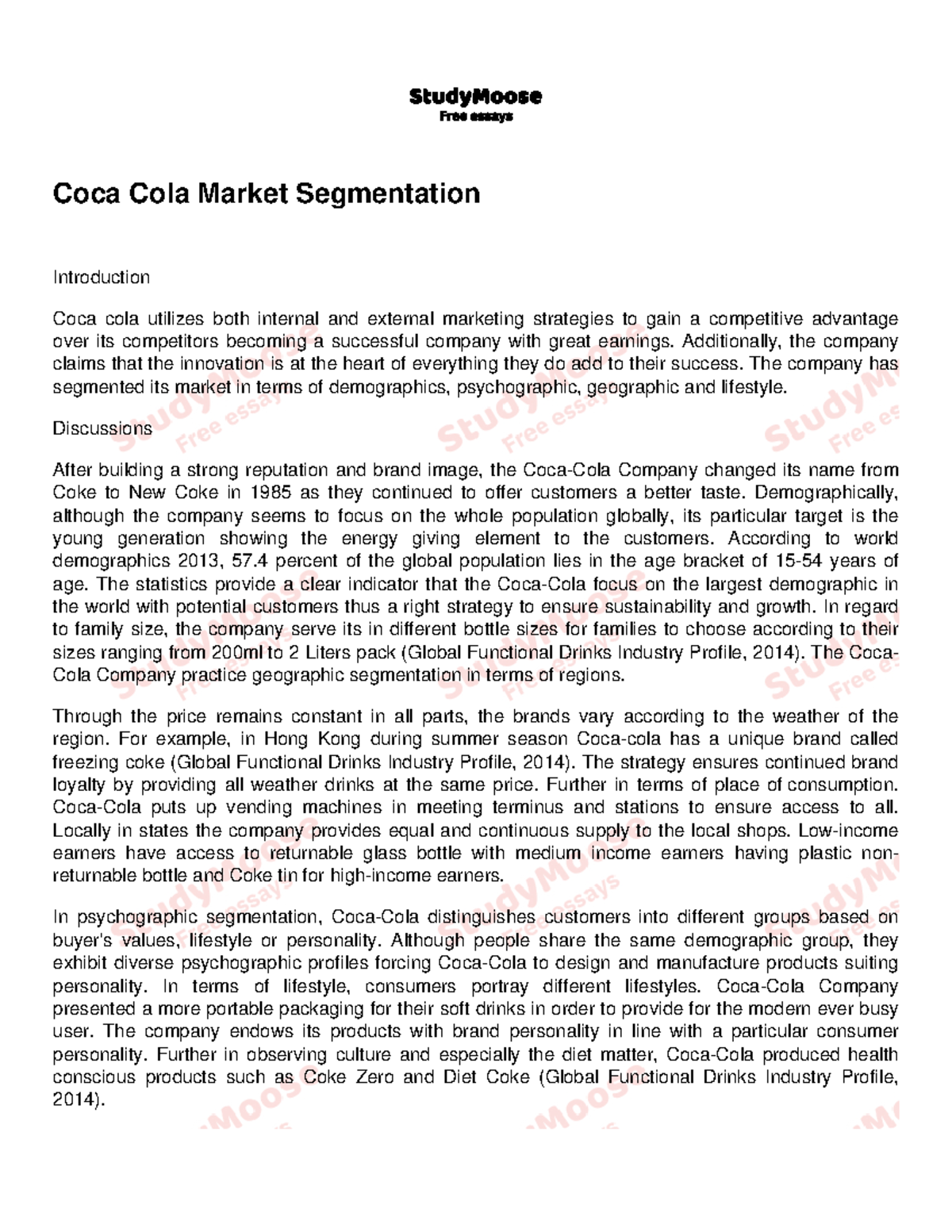 Coca Cola Market Segmentation - Coca Cola Market Segmentation ...