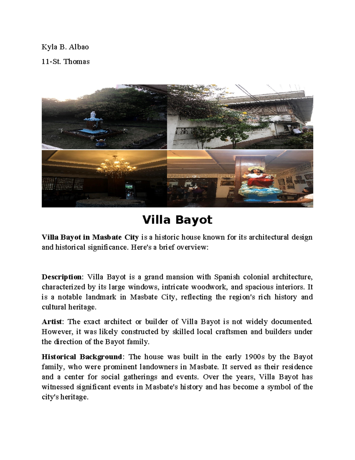 Contemporaryarts - idk - Kyla B. Albao 11-St. Thomas Villa Bayot Villa ...