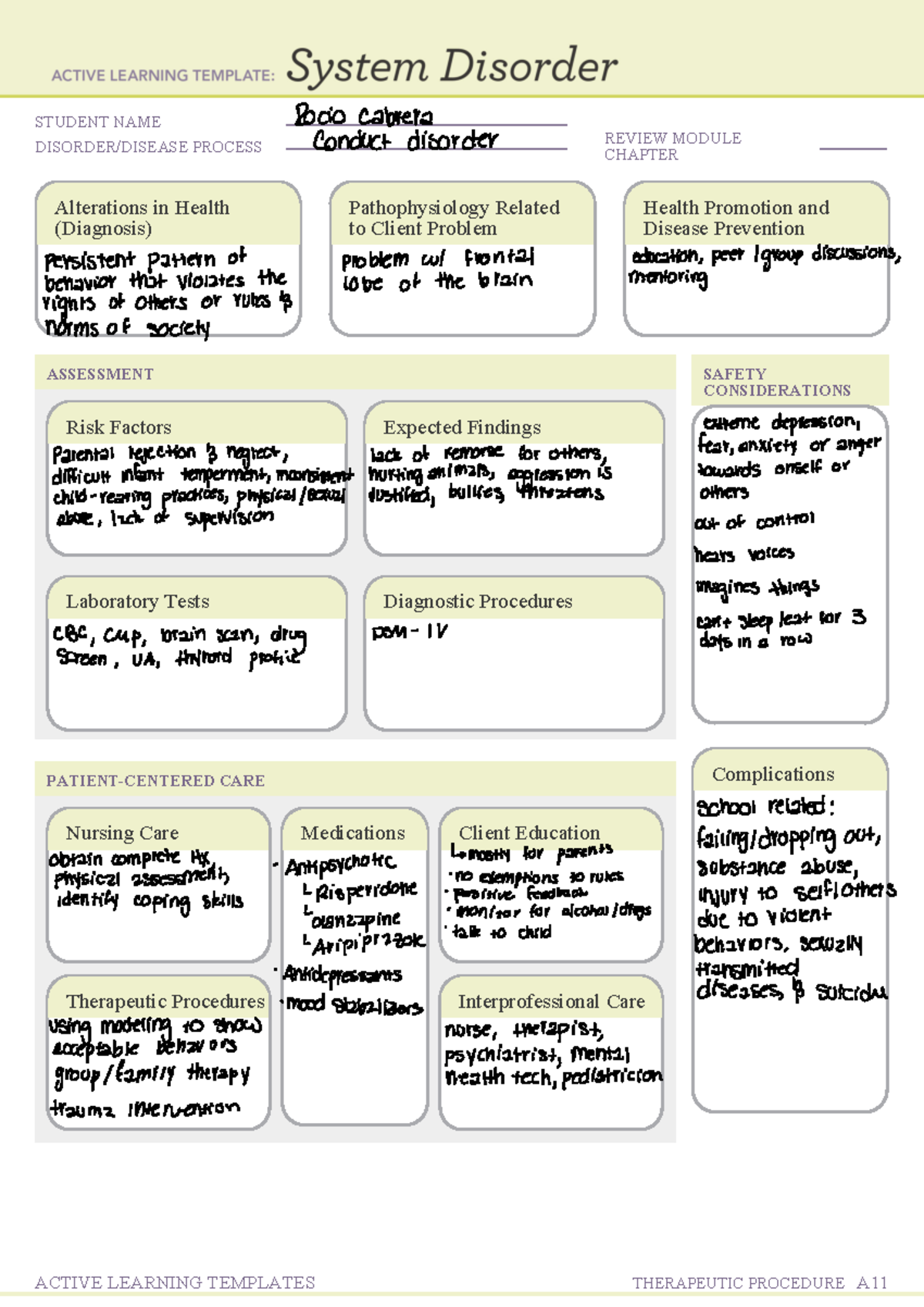 System Disorder form - ATI - STUDENT NAME DISORDER/DISEASE PROCESS ...