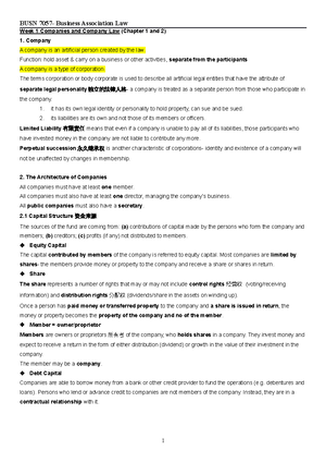 Principles of Company Law 70107 - Subject Outline - SUBJECT OUTLINE ...
