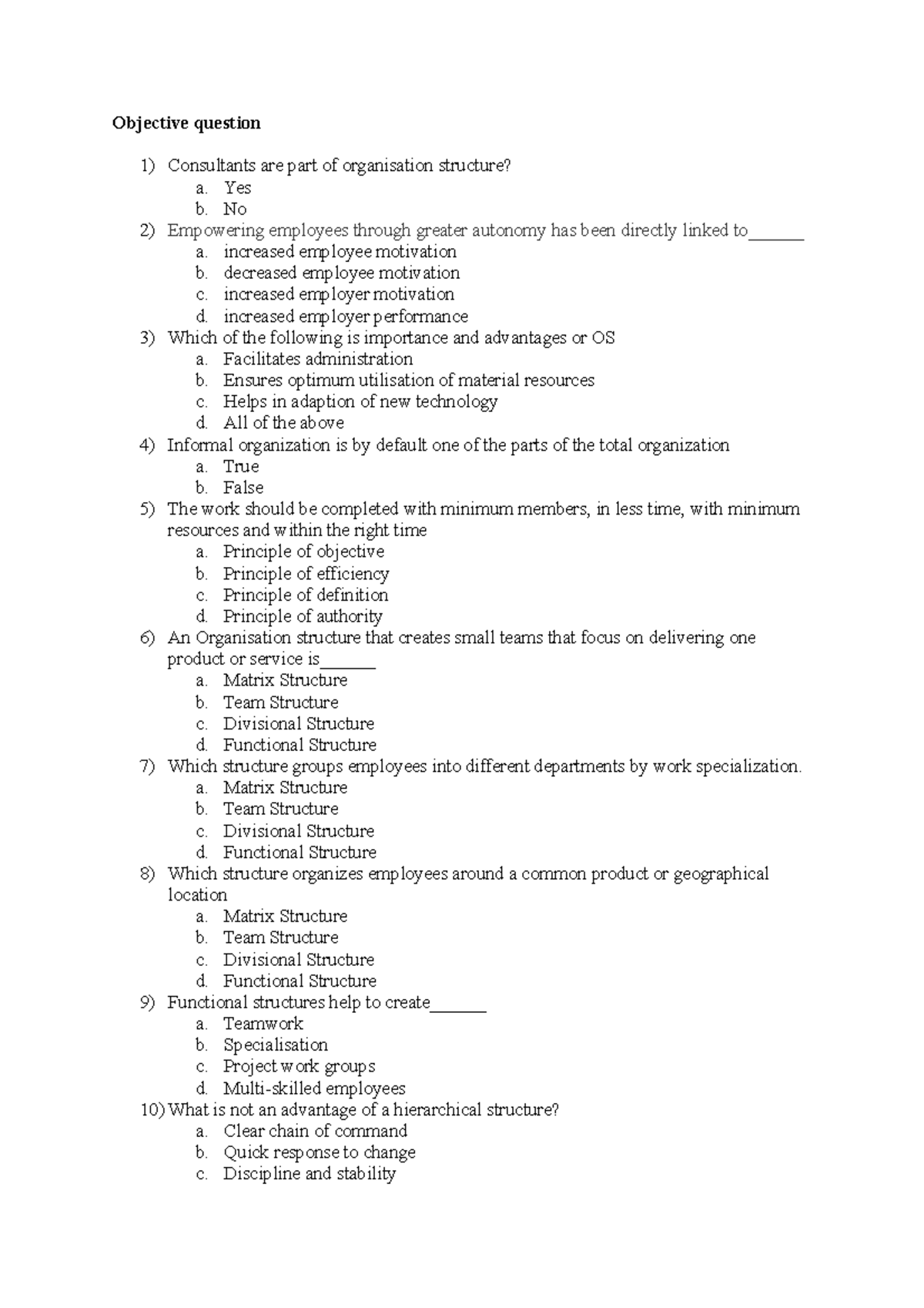 Question Paper Set II - new - Objective question Consultants are part ...