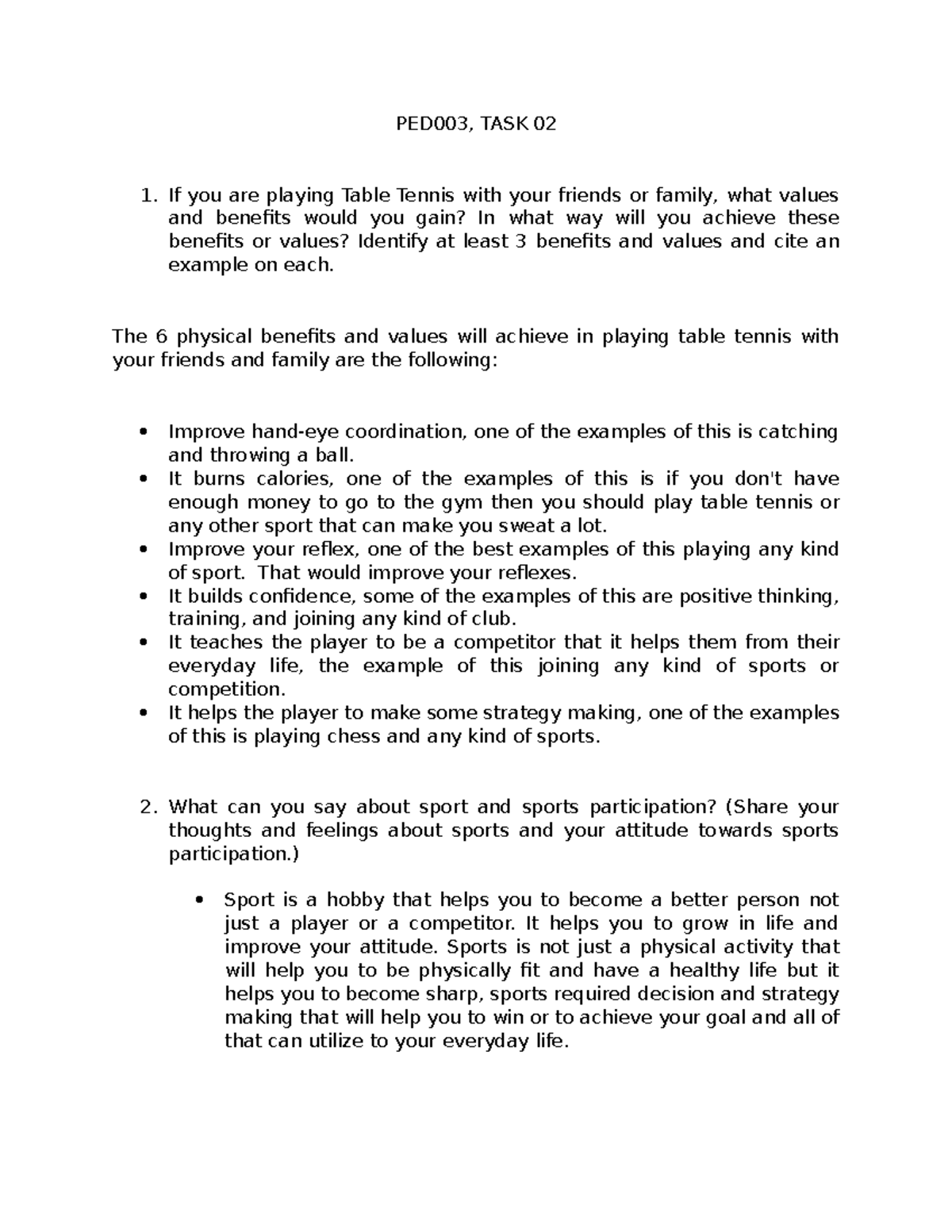 Tablle Tennis Timeline - PED003, TASK 02 If you are playing Table ...