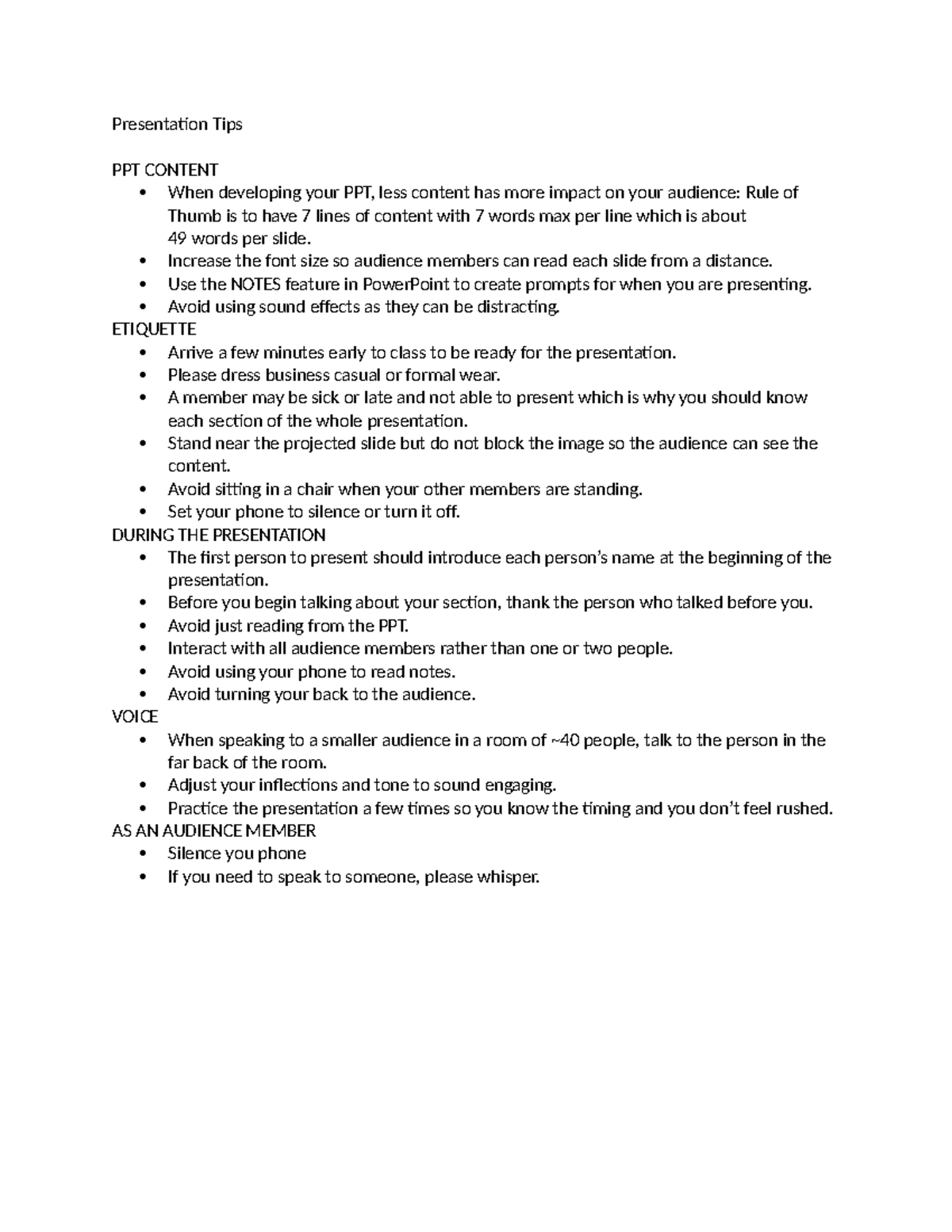 Presentation Tips - Presentation Tips PPT CONTENT When developing your ...