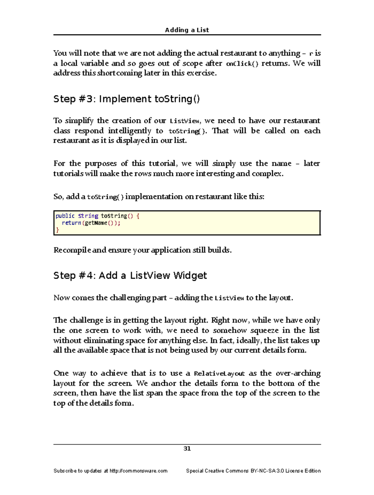 Android Tutorials - You will note that we are not adding the actual ...