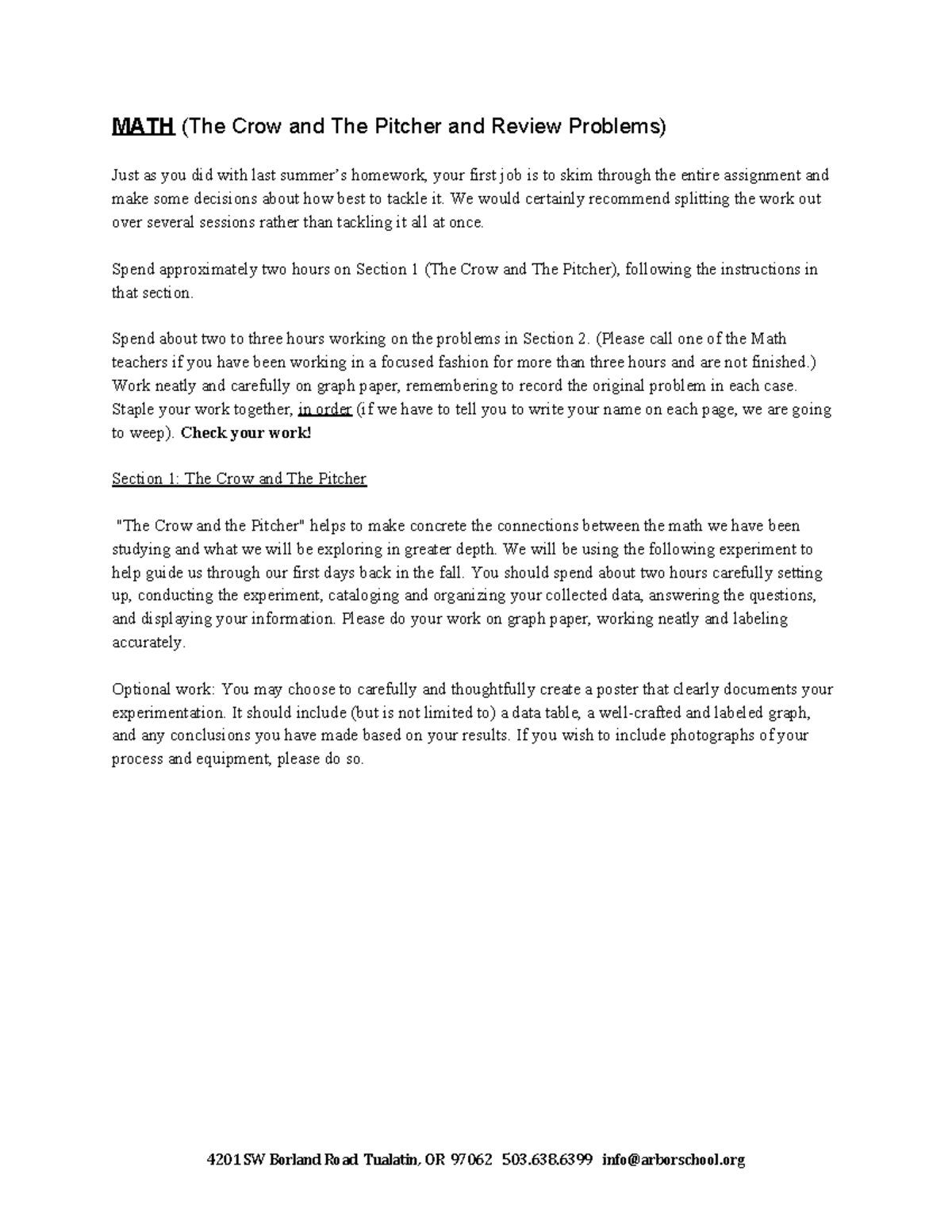 7s-Math Homework - Use this - MATH (The Crow and The Pitcher and Review ...