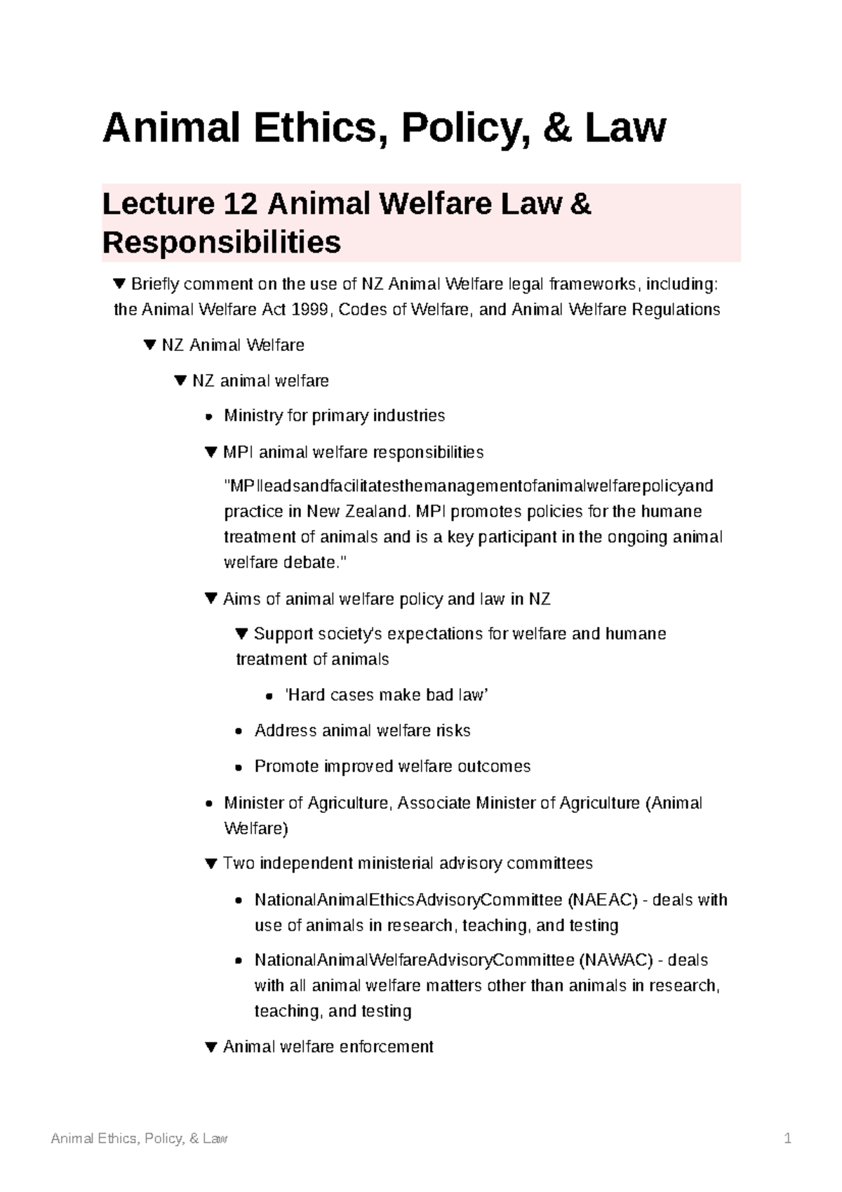 Animal Ethics Policy Law - Animal Ethics, Policy, & Law Lecture 12 ...