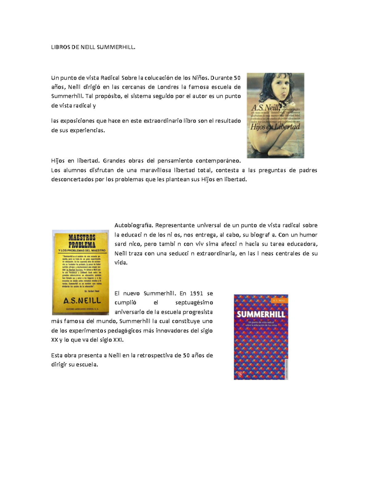 Libros DE Neill Summerhill - copia - LIBROS DE NEILL SUMMERHILL. Un ...