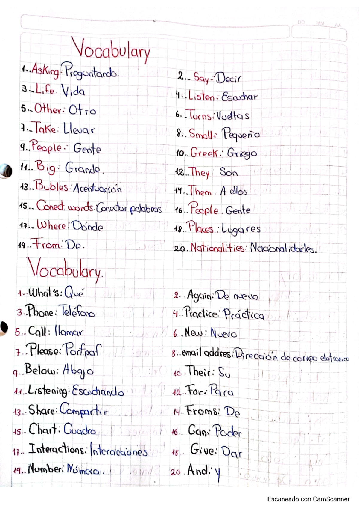 Vacabulary Unit2 - Ingles - Studocu