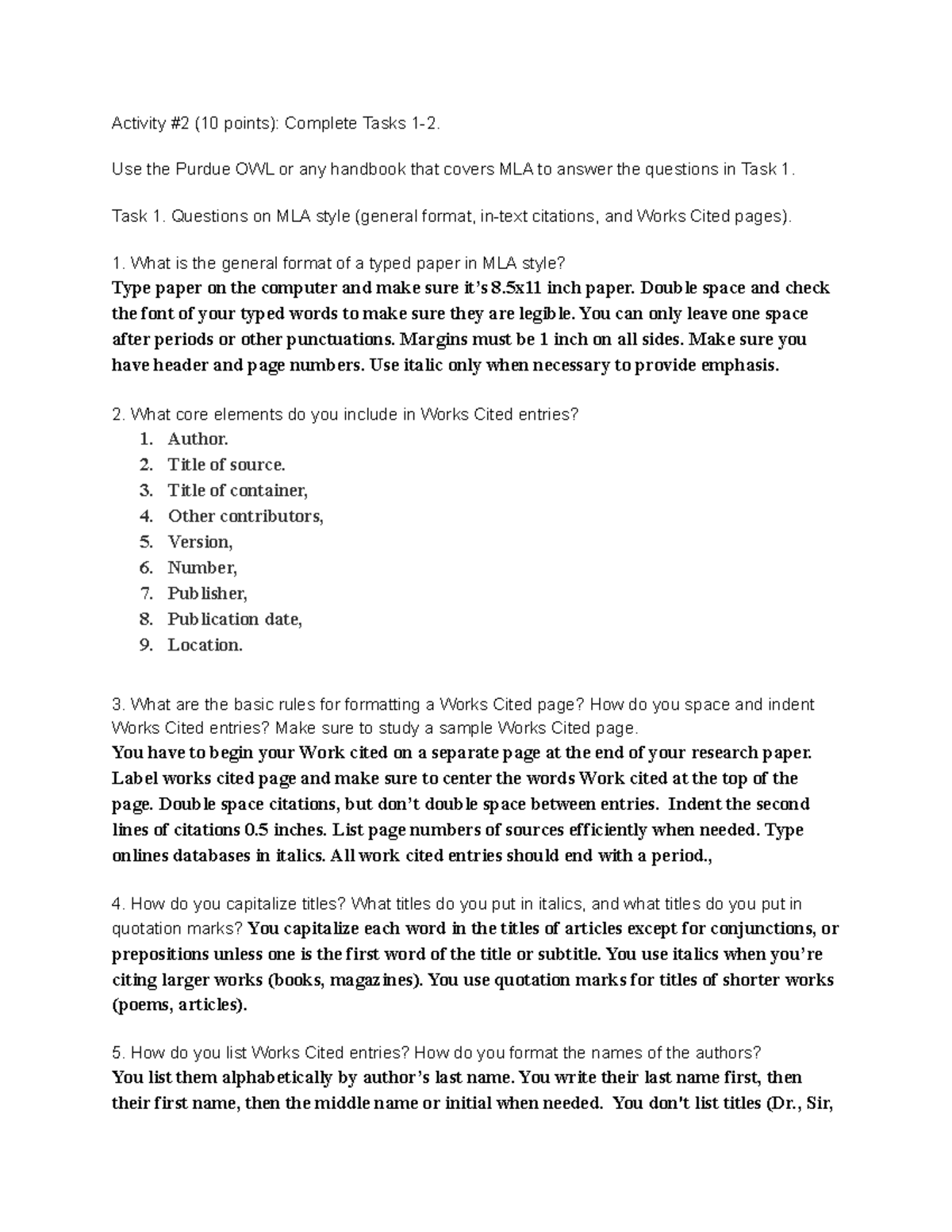 Activity #2 (10 points) Complete Tasks 1-2 - Activity #2 (10 points ...