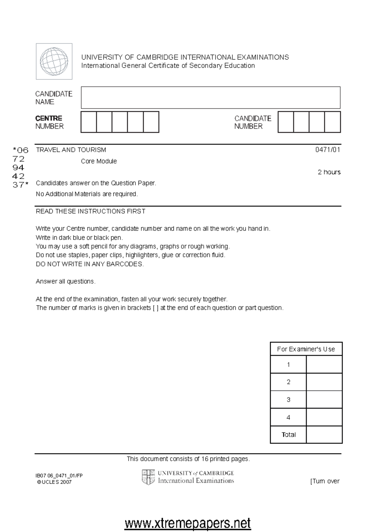 Practice past paper 1 - ers UNIVERSITY OF CAMBRIDGE INTERNATIONAL ...
