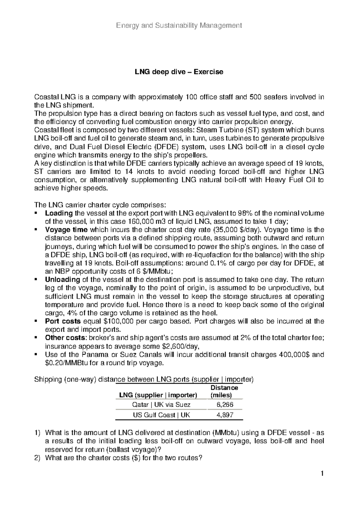 LNG deep dive - Text - Energy and Sustainability Management 1 LNG deep ...