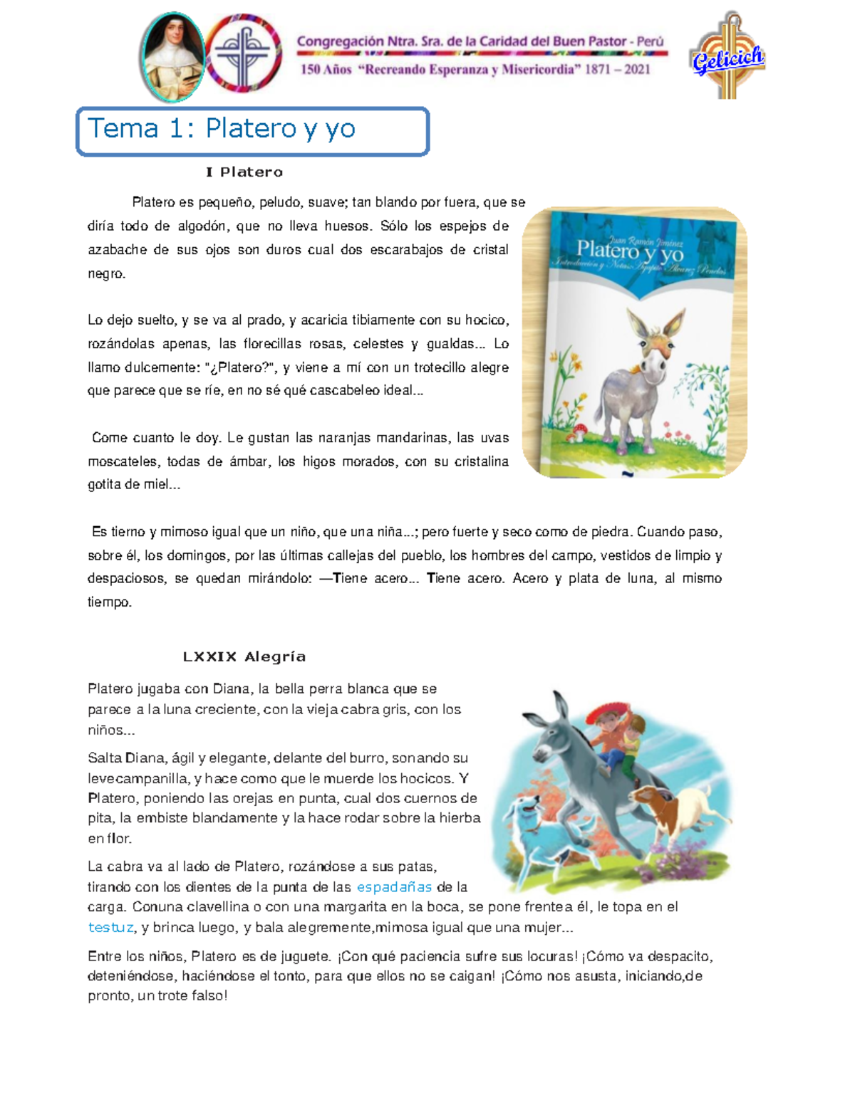 TEMA 1 Platero Y YO - una obra literaria española - Tema 1: Platero y ...