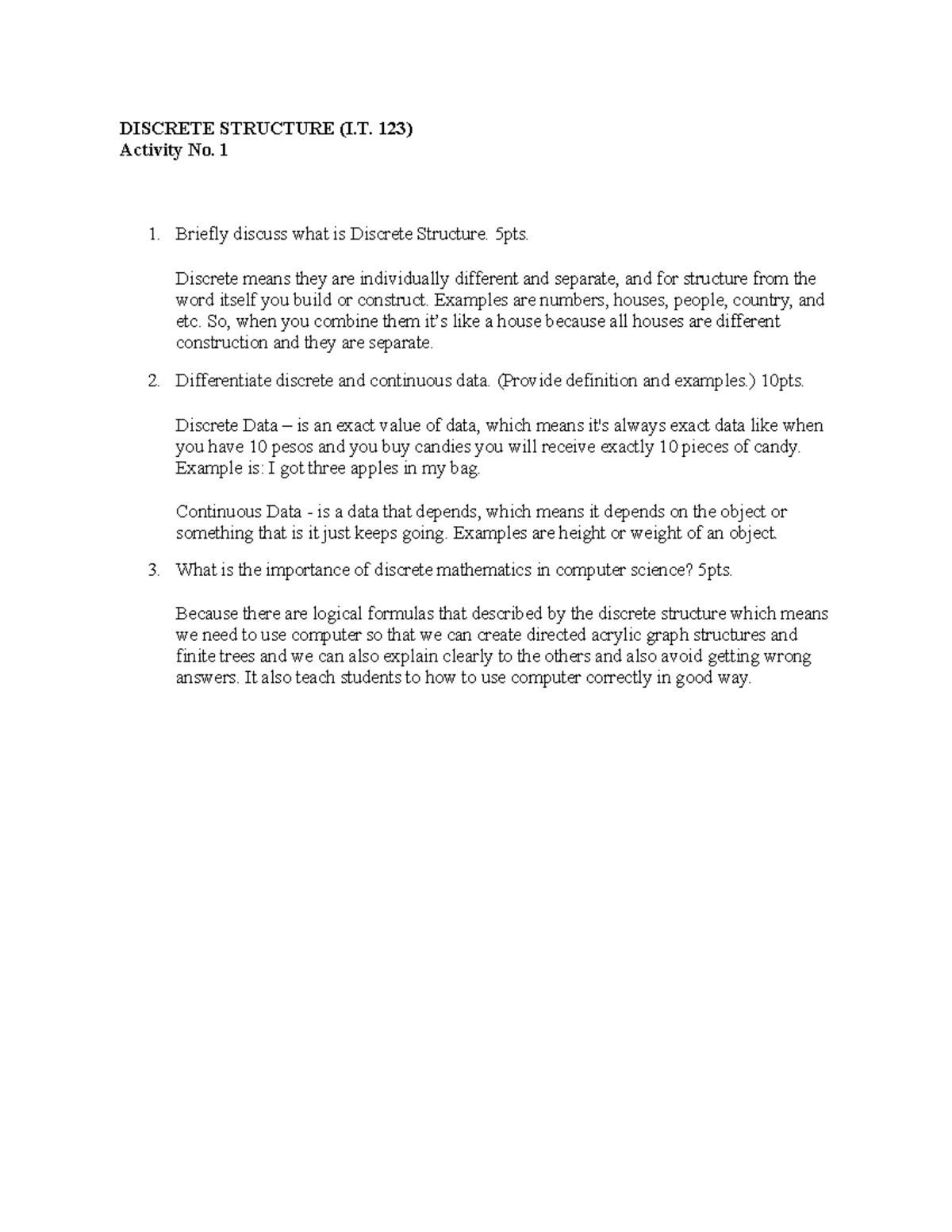 Discrete Structure II - Activity No.1 - Information Technology - DHVSU ...