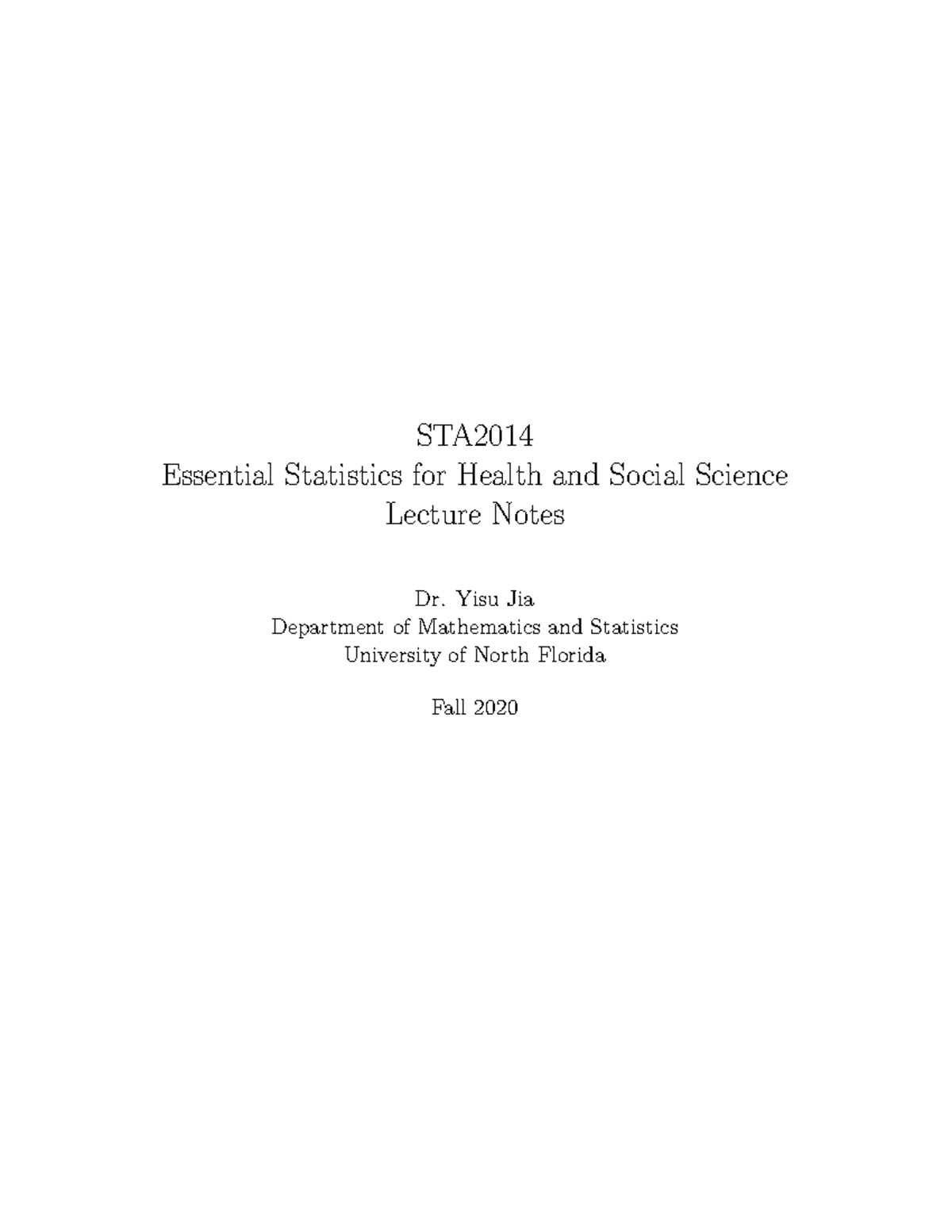 Lecture notes - STA Essential Statistics for Health and Social Science ...