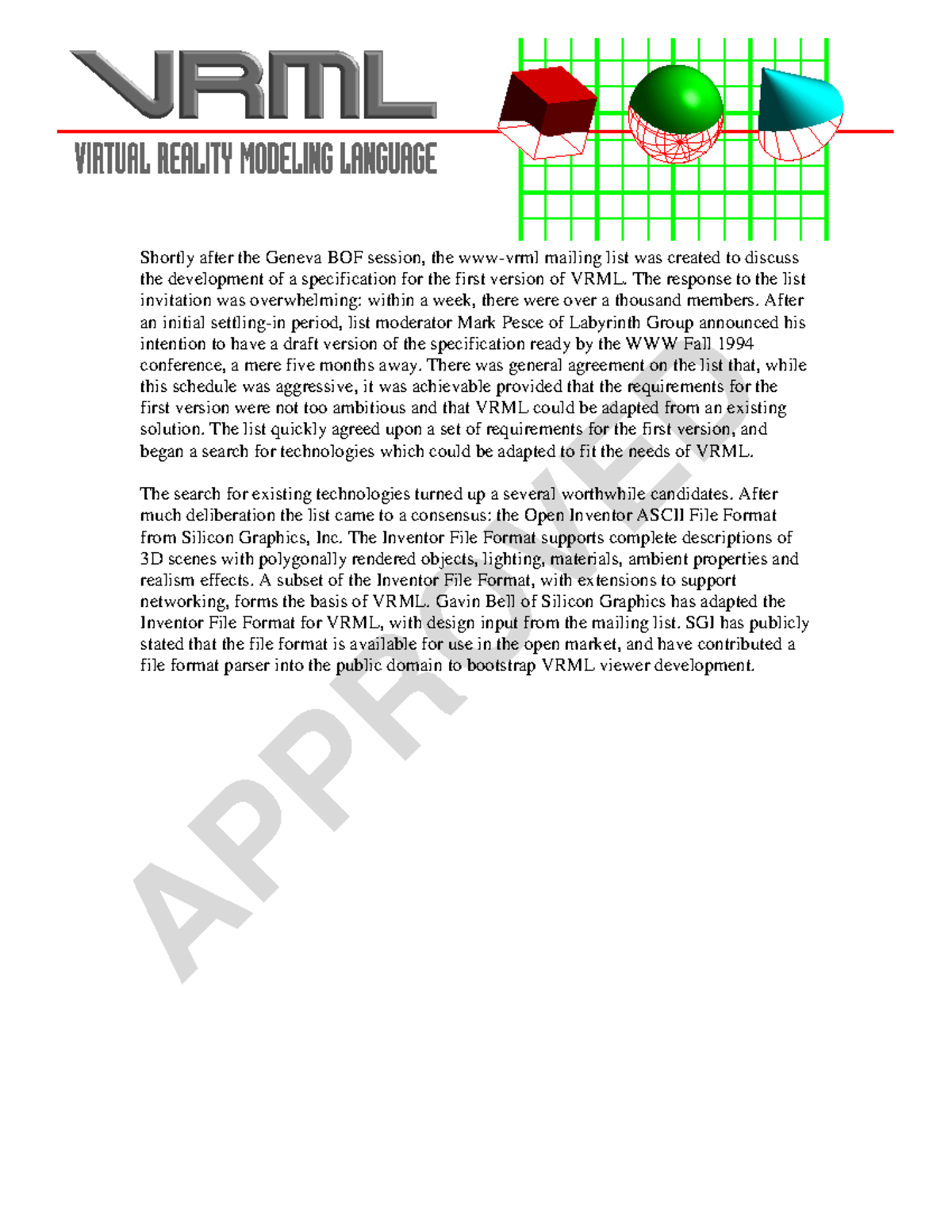Pdf 4 - Tutorial per creare PDF - APPROVED Shortly after the Geneva BOF session, the www-vrml ...