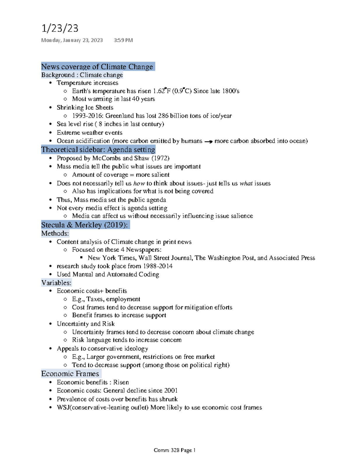 Comm328 1-23-23 - Lecture notes. Professor is Christofer Skurka - News ...