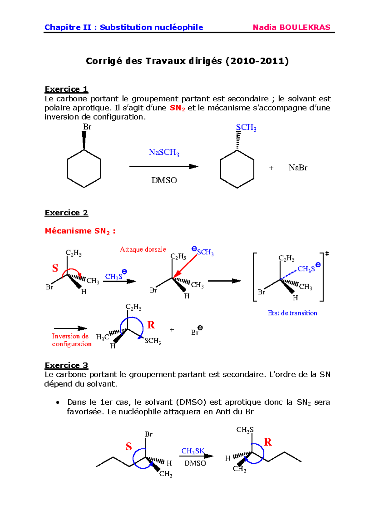 Td substitution nucleophile corrige 1 - Chapitre II : Substitution ...