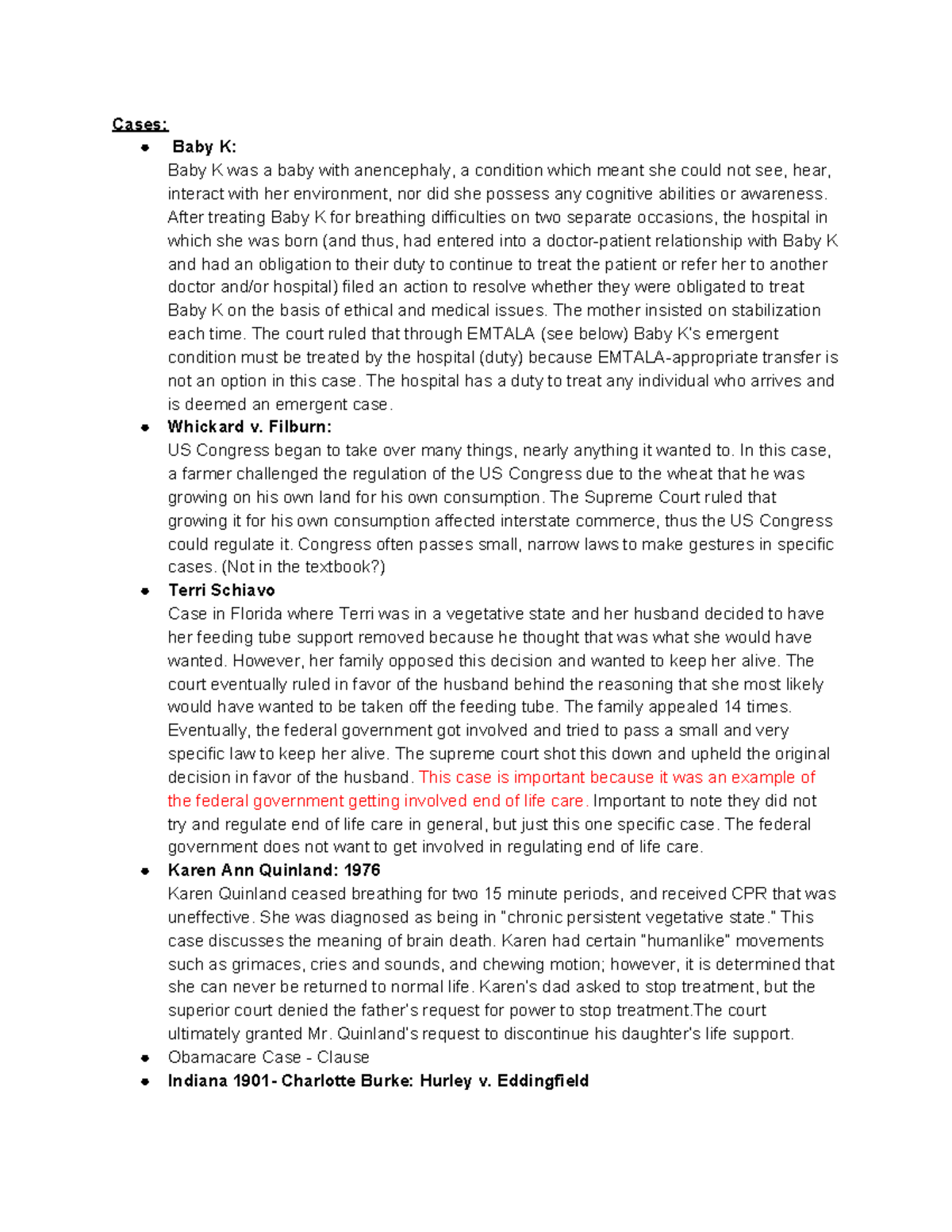 Bioethics Midterm Study Guide - Cases: Baby K: - Studocu