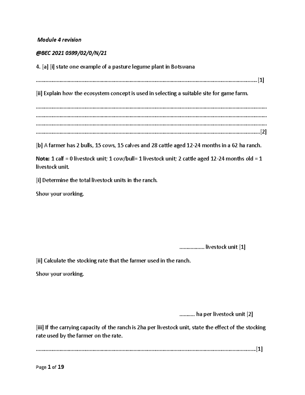 Module 4 revision Final 22 - Module 4 revision @BEC 2021 0599/02/0/N/ 4 ...