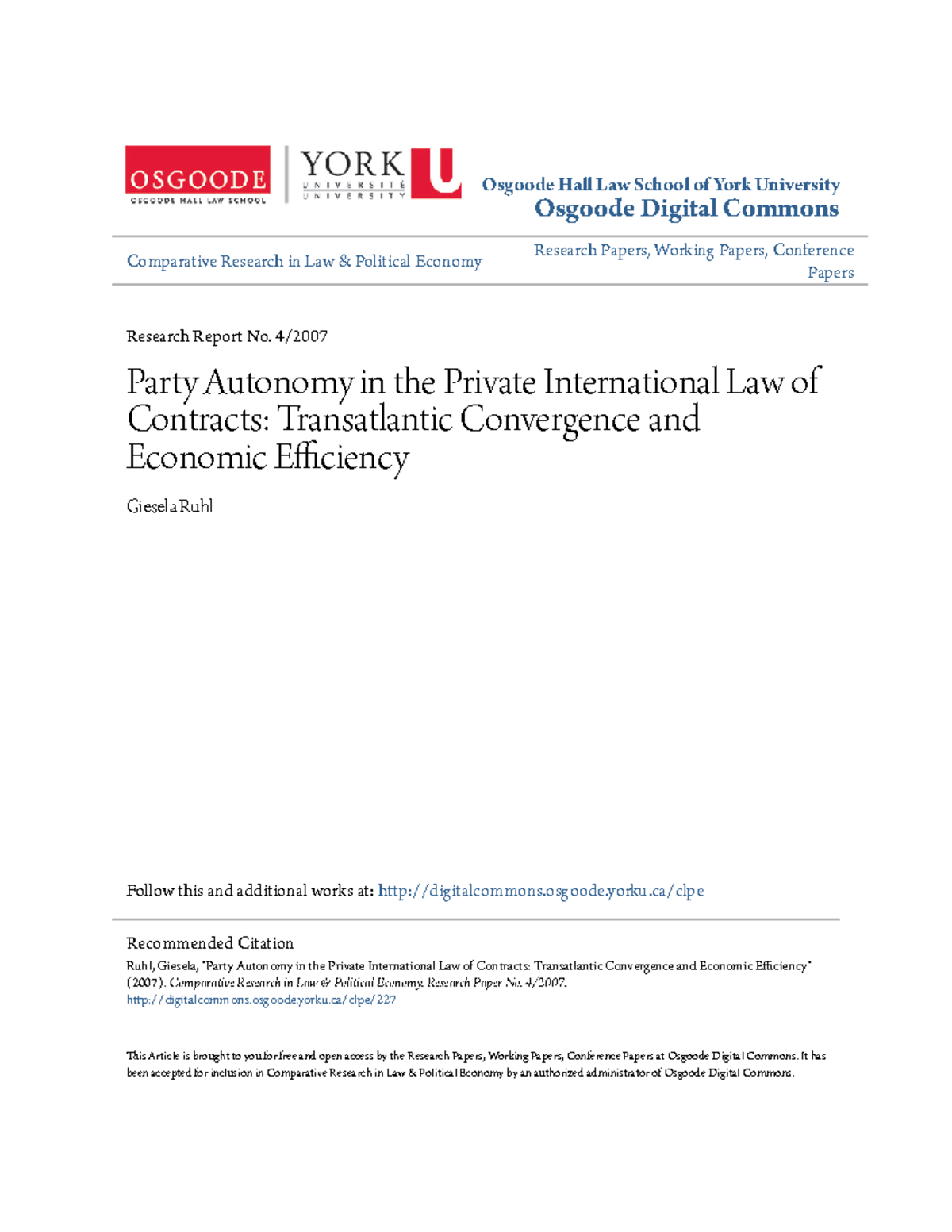 Party Autonomy in the Private International Law of Contracts Tra ...