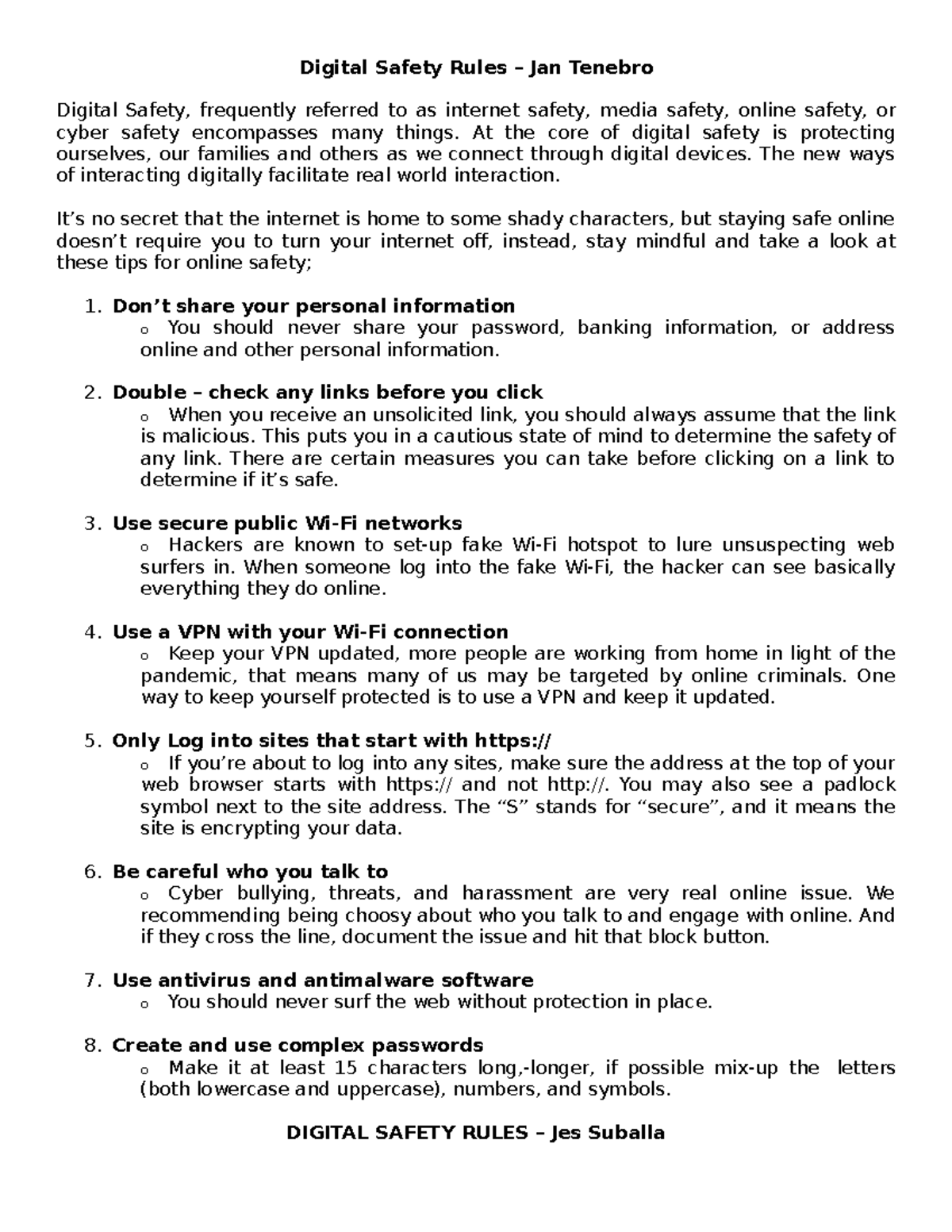 Compilation OF Infos - Cyberbullying - Digital Safety Rules – Jan ...