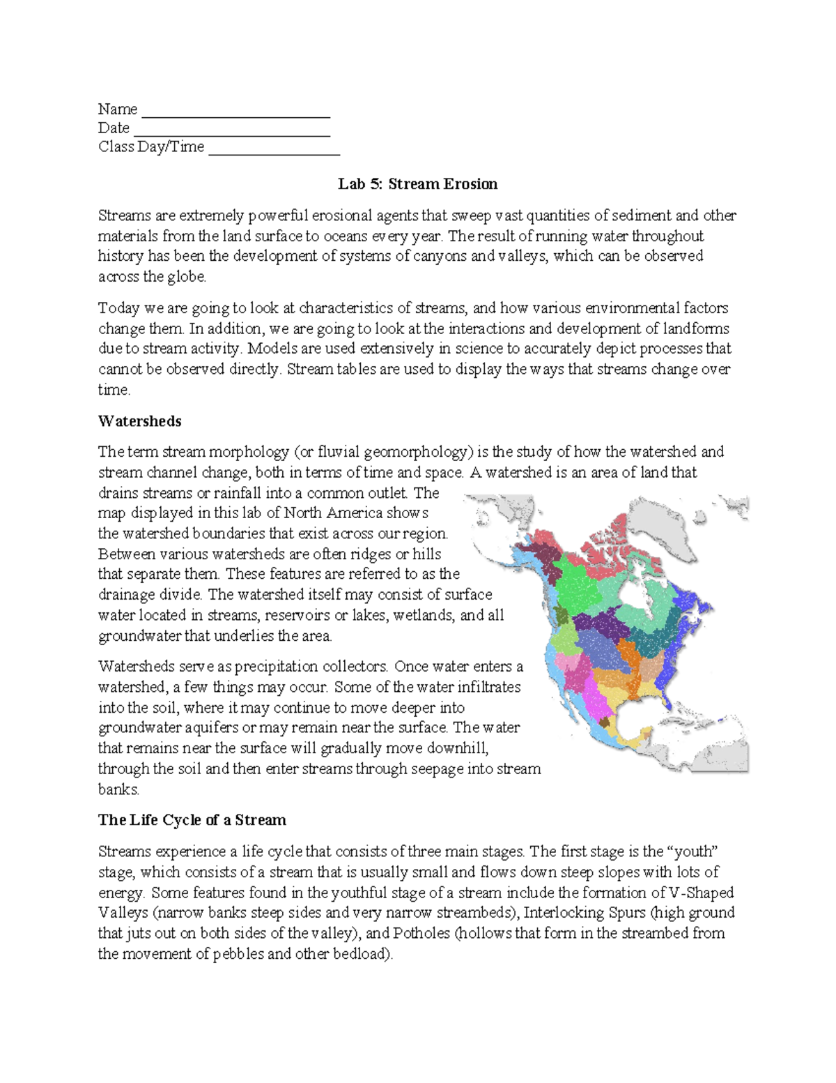 Unit 5 Lab Stream Erosion - Name _______________________ Date ...