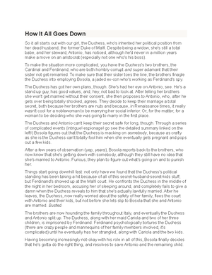 Act 1 All Scene Duchess of Malfi Summary - Act 1 Scene 1 The play ...