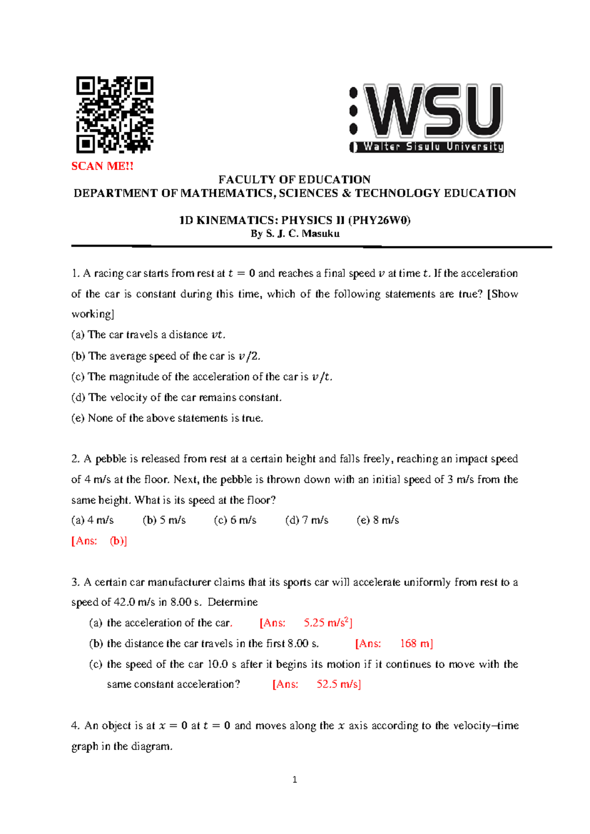 1d Kinematics Tutorial 2nd 1 Scan Me Faculty Of Education
