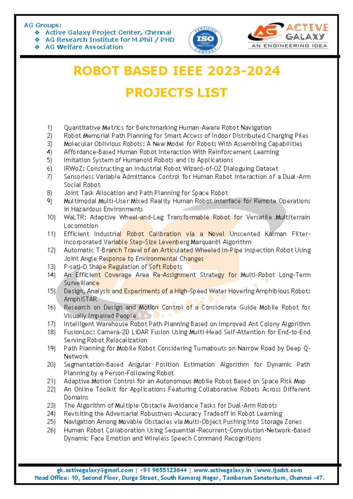 18. Robot Activegalaxy - Active Galaxy Project Center, Chennai AG ...