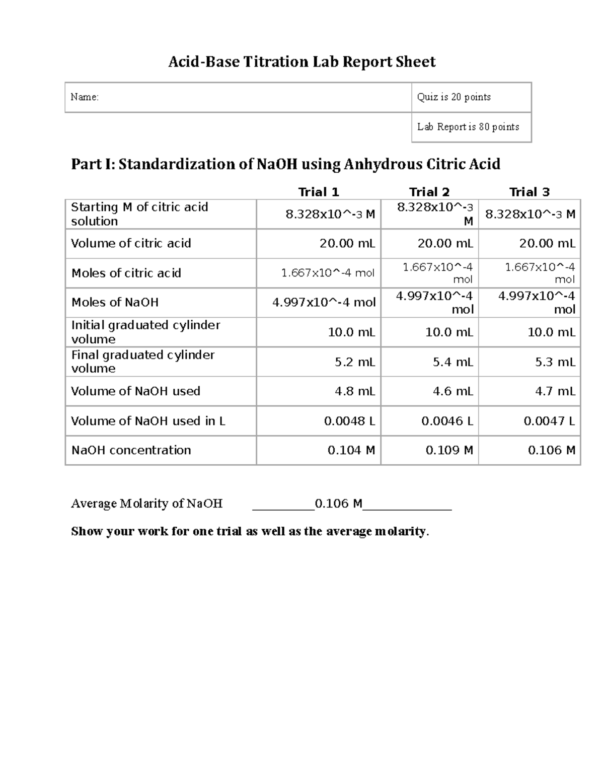 Acid Base Titration Lab Report Answers YazminewaDiaz