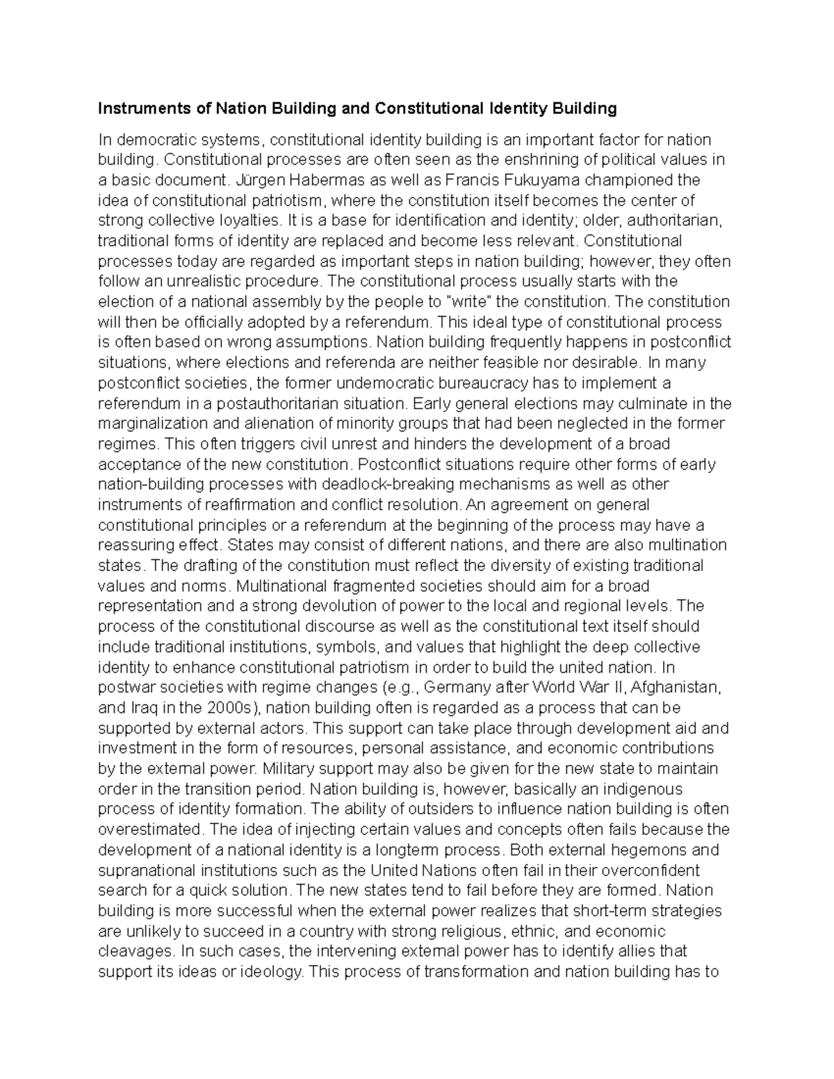 Instruments of Nation Building and Constitutional Identity Building ...