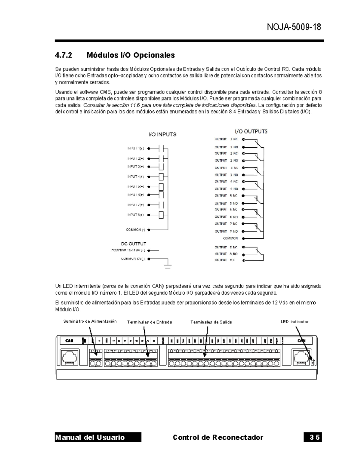 IO - I/O - NOJA-5009- Manual del Usuario Control de Reconectador 3 5 4. ...