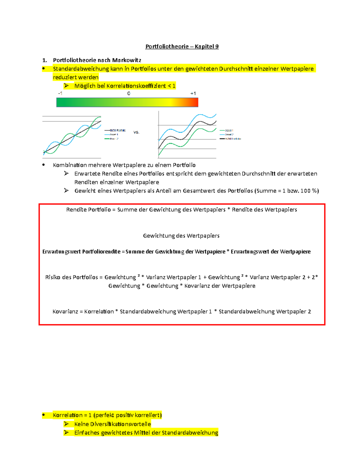 Portfoliotheorie - Kapitel 9 - Portfoliotheorie – Kapitel 9 ...