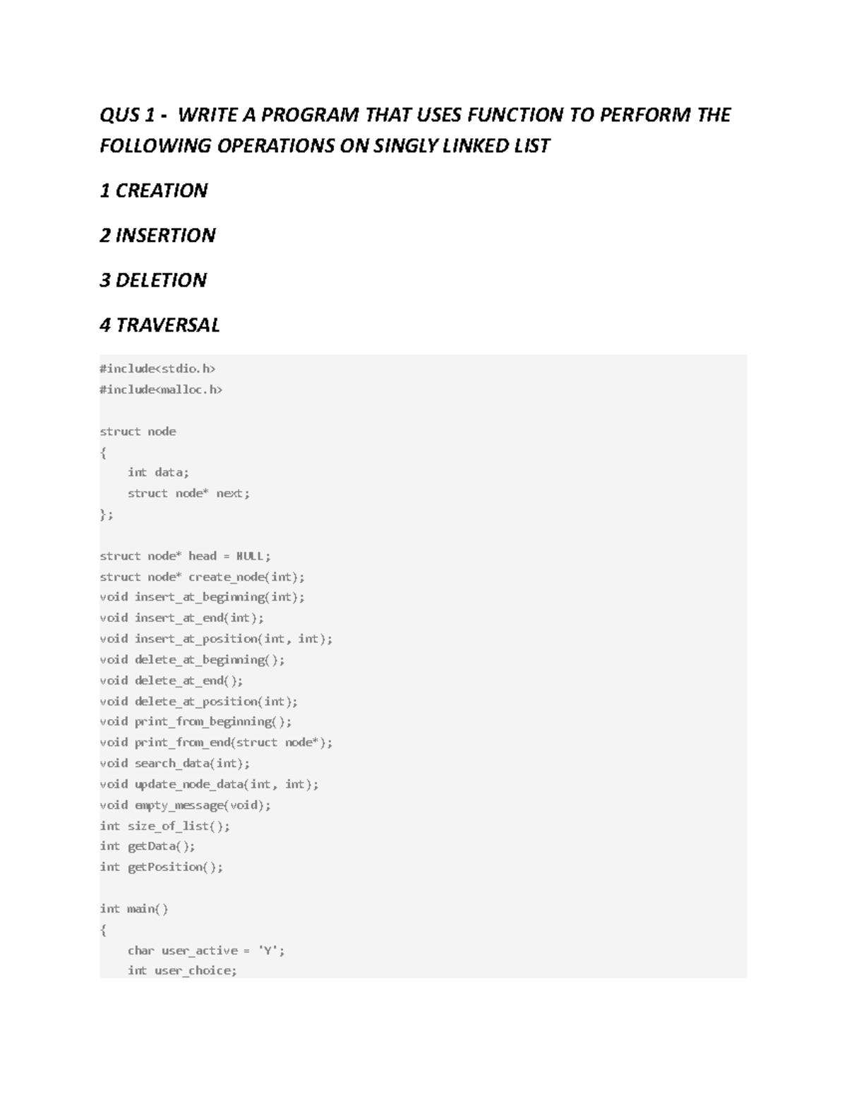 Anurag - QUS 1 - WRITE A PROGRAM THAT USES FUNCTION TO PERFORM THE ...