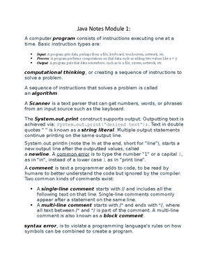 Module 1 Notes - IT- Module 1 1 Programming (general) Computer program ...