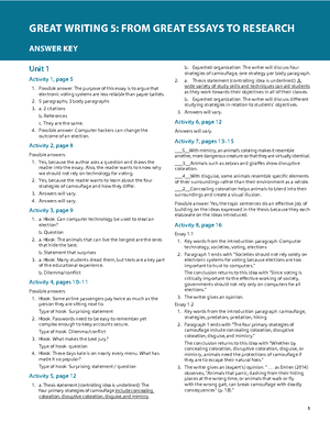 Reading Explorer 3rd, 4, Answer Keys - IMAGES OF LIFE 1 Answer Key ...