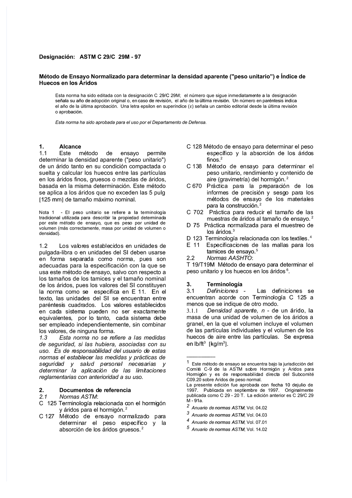 ASTM C-29 V1 - NORMATIVA ASTM C-29 - Designación:Designación: ASTMASTM CC 29/C29/C 29M29M - 9797 ...