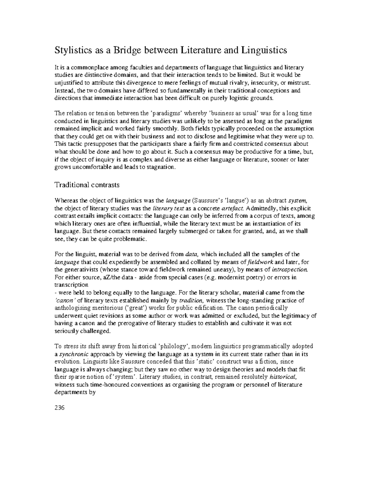 34 Stylistics as a Bridge between Literature and Linguistics - But it ...