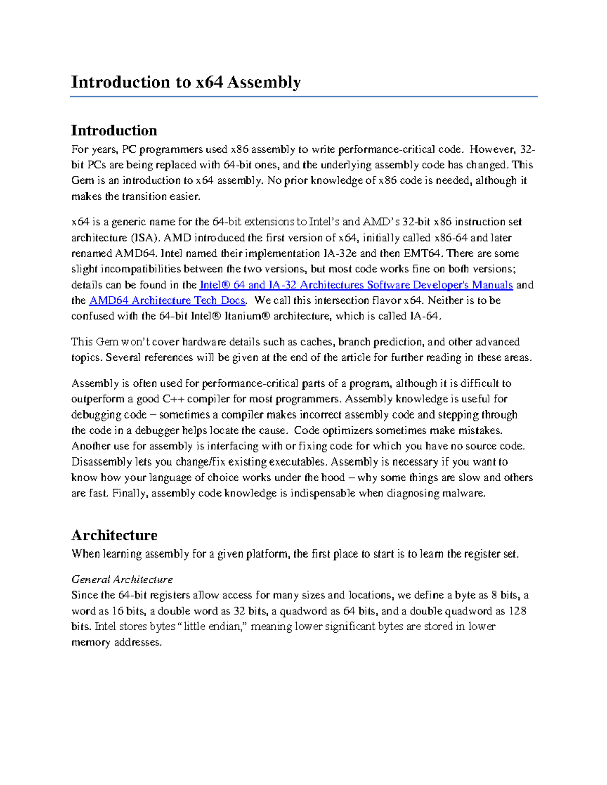 Introduction to x64 Assembly - Introduction to x64 Assembly ...